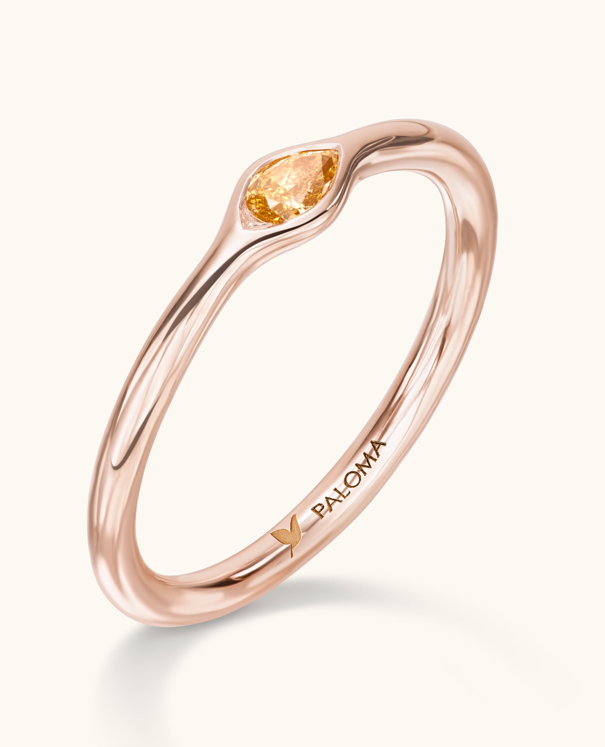 Fancy Color Orange Diamond Evil Eye Stack Ring