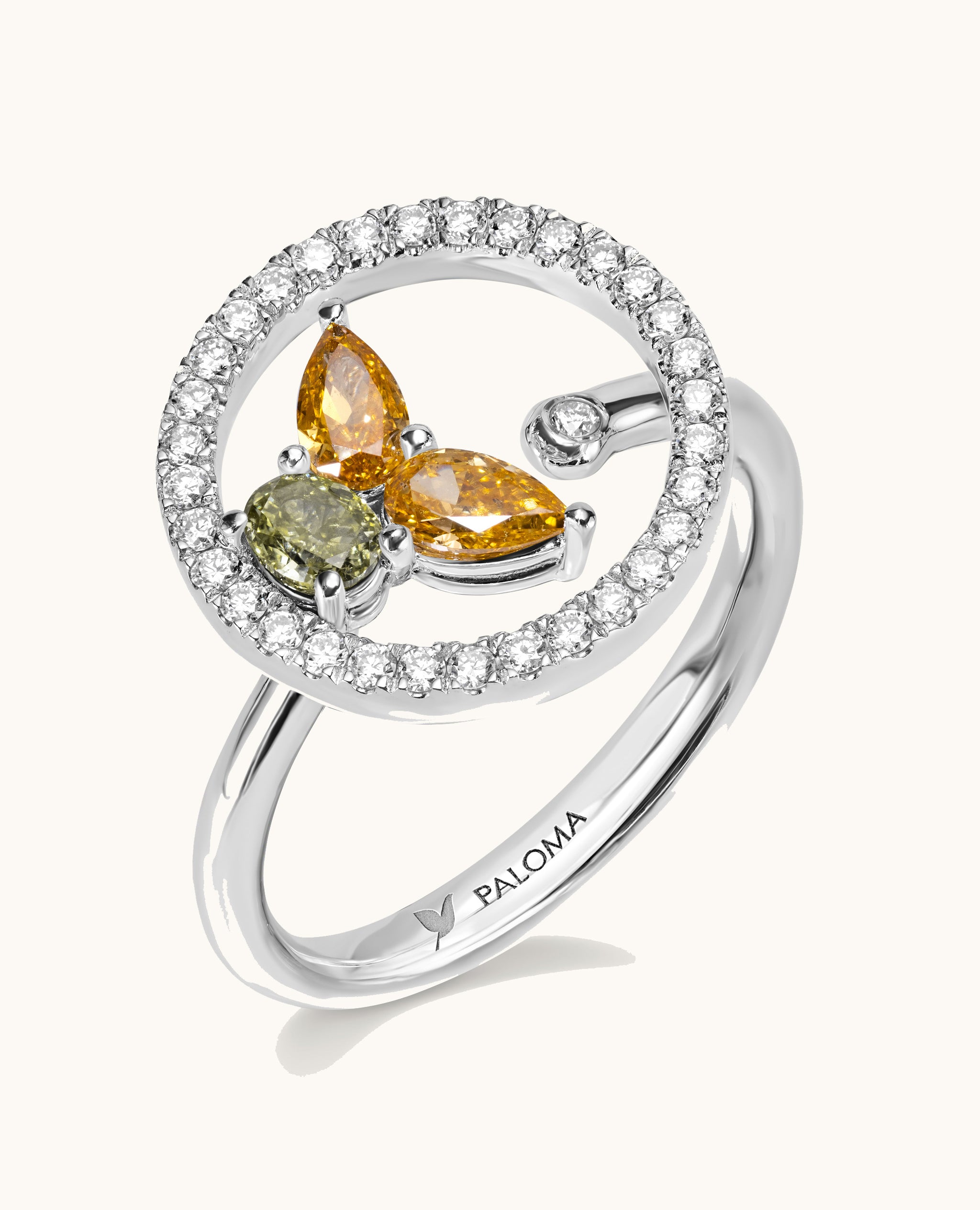 Fancy Halo 3 Stone Ring