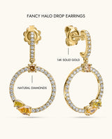 Fancy Halo Drop Earrings