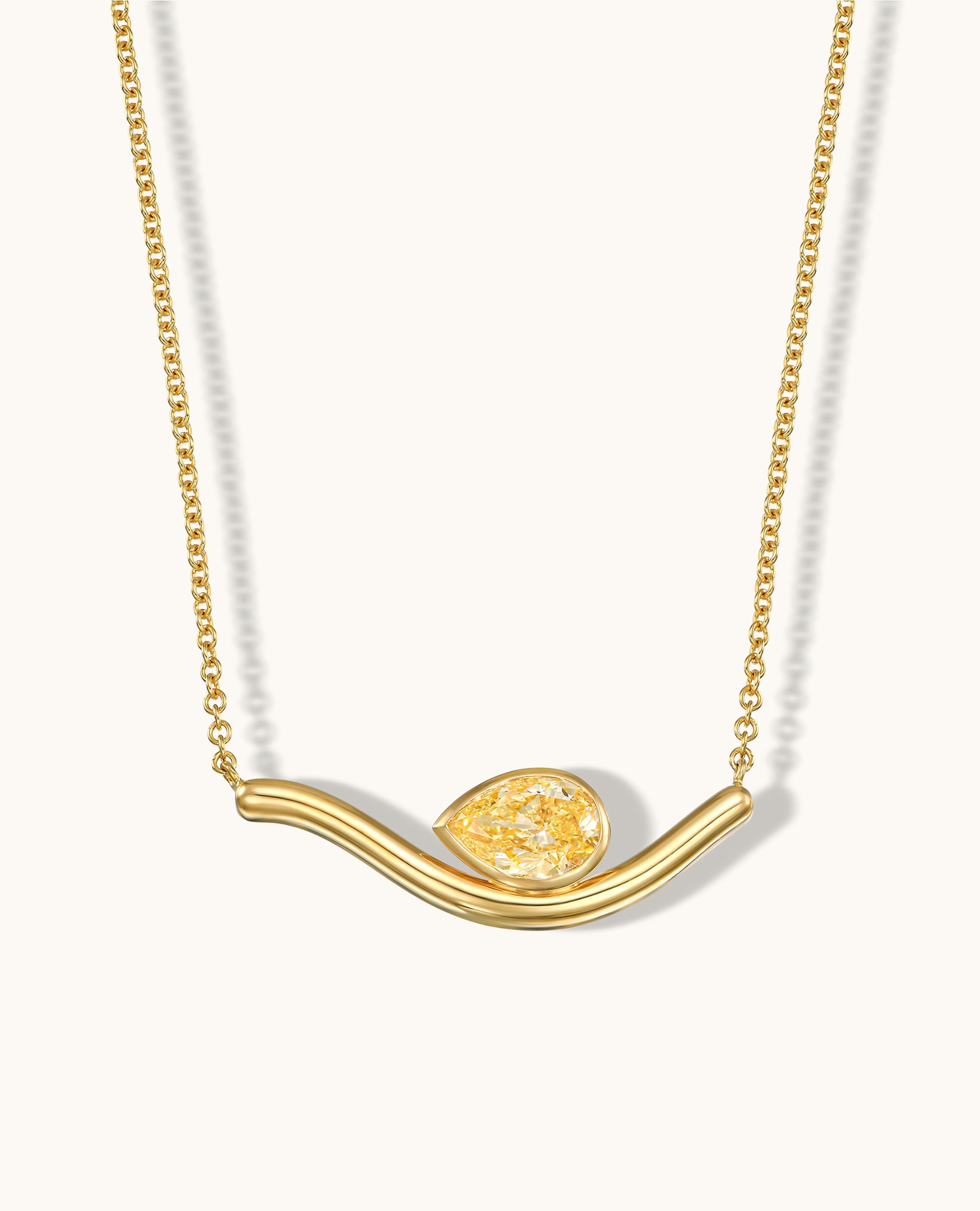 Crescent Bezel Bar Necklace